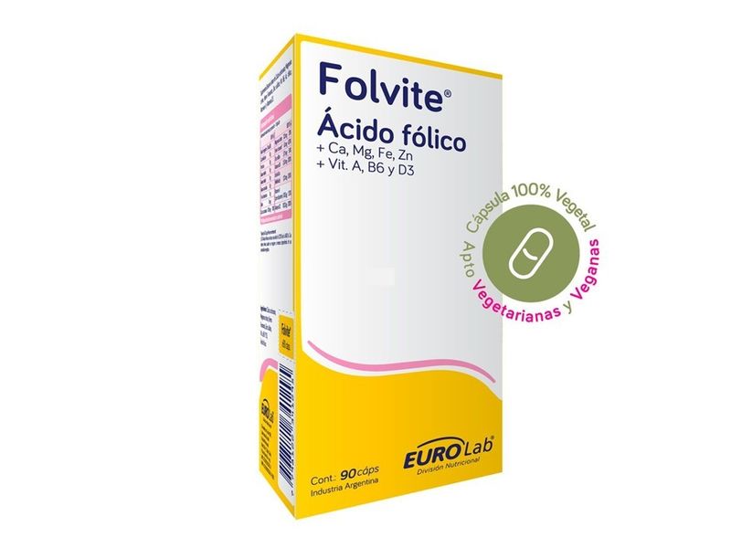 Folvite Ácido Fólico Activo 90 Caps Eurolab - FarmaPlus
