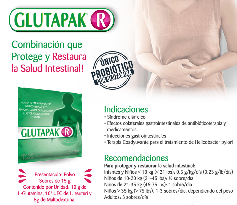 Glutapak R Lglutamina Y Lactobacillus Flora Intestinal 15 G - FarmaPlus