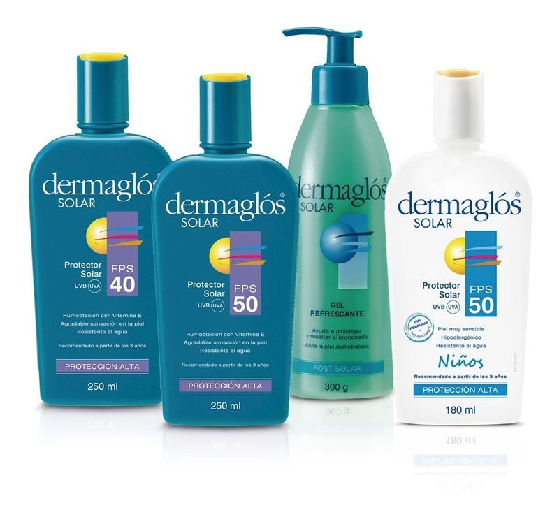 Kit Dermaglós Solar Fps50 + Fps40 + Niños Fps50 + Post Solar en ...