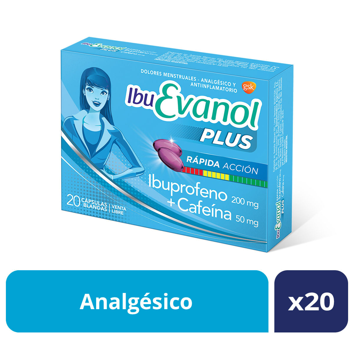 Ibuevanol en FarmaPlus: Ibuevanol Plus Capsulas Blandas x20 - FarmaPlus