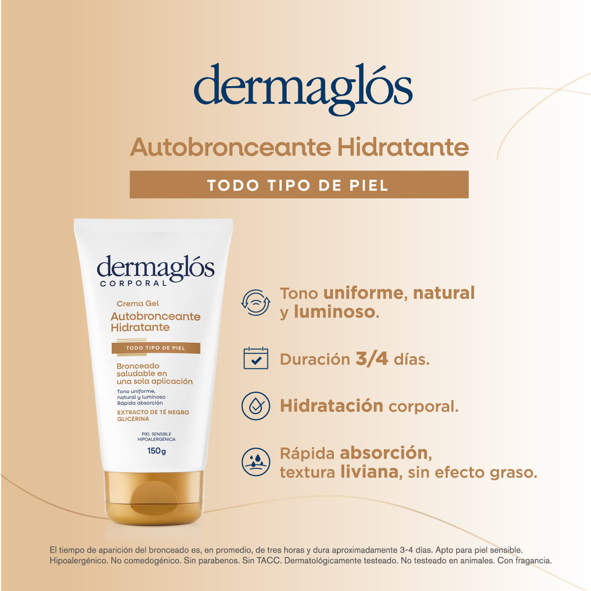 Dermaglos Corporal Crema Gel Autobronceante Hidratante 150g en ...