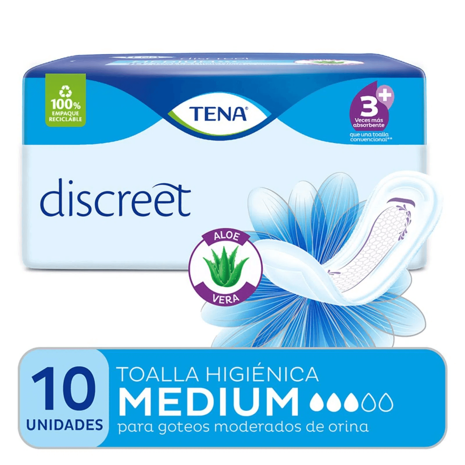 Tena Farmaplus Toallas Femeninas Discreet Incontinencia Medium 10 ...
