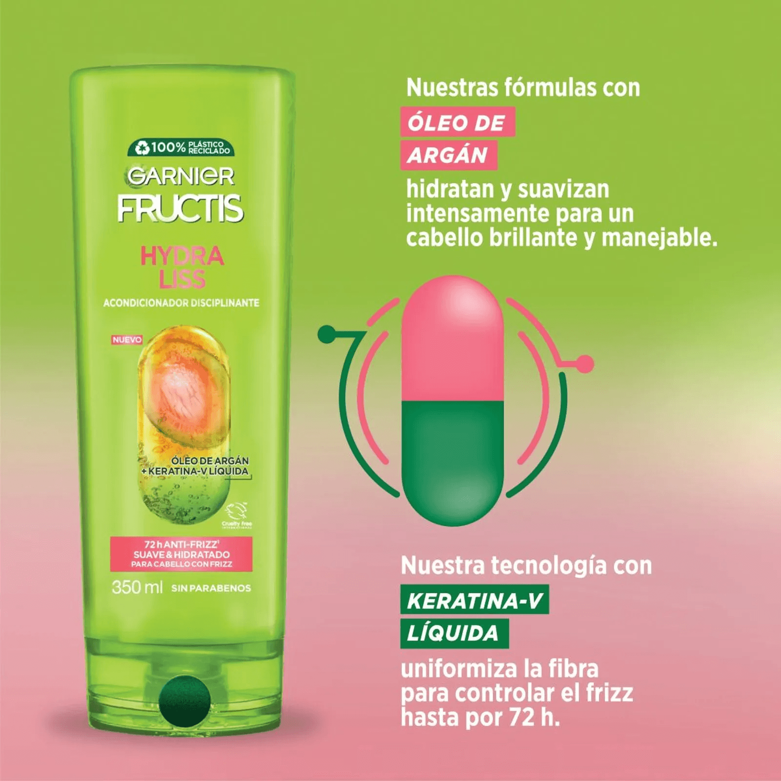 Garnier Farmaplus Fructis Hydra Liss Acondicionador Oleo Argan Keratina ...