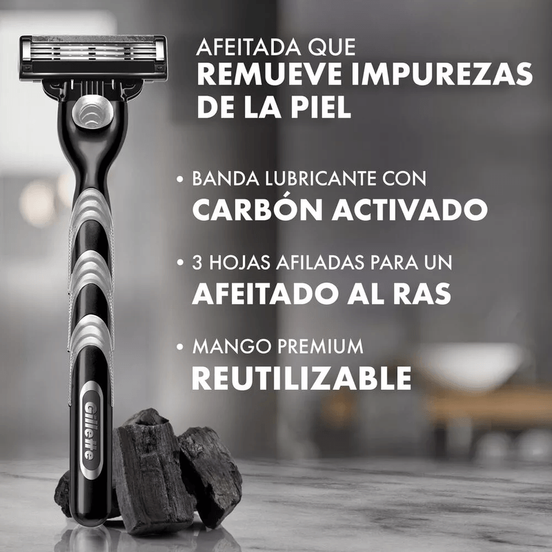 Gillette Farmaplus Mach3 Máquina De Afeitar Carbono 3 Hojas 1 Unidad ...