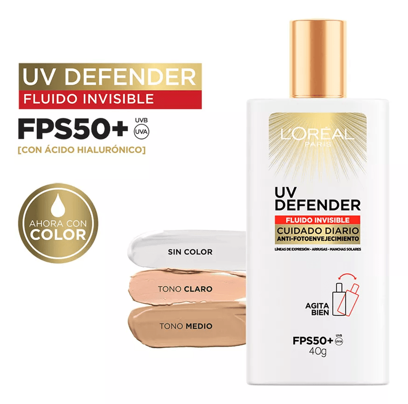 L'oréal Paris Farmaplus Protector Solar Diario Fluid Tono Claro Fps50 40g - FarmaPlus