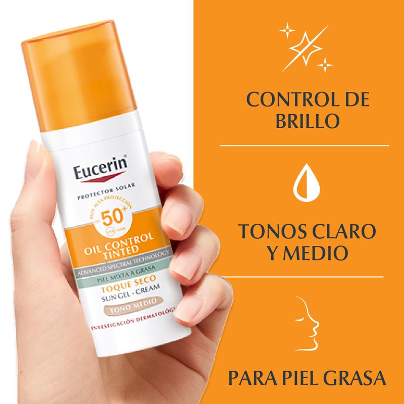 Protector solar Eucerin Farmaplus Oil Control Sun Face Toque Seco Tono ...
