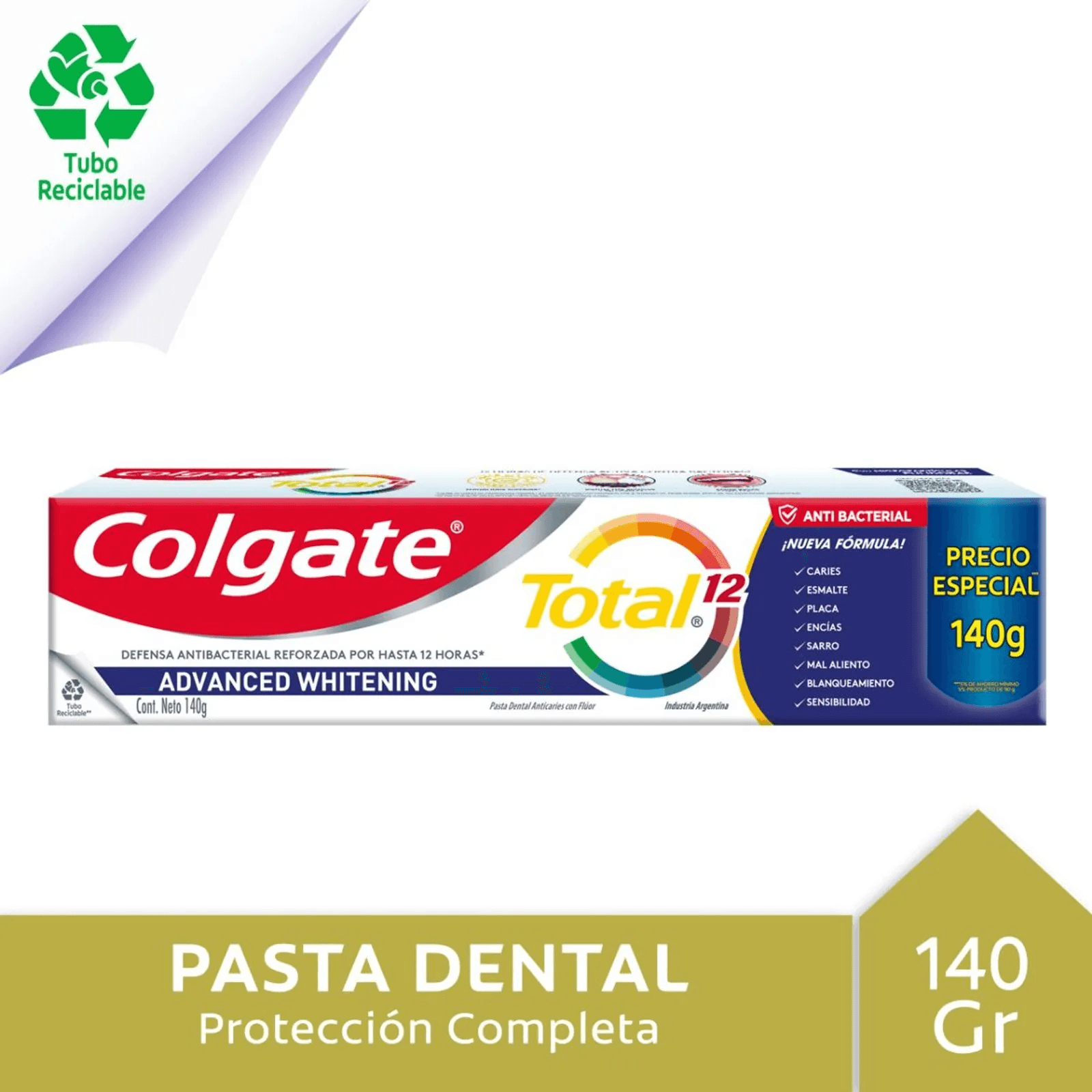 Colgate Farmaplus Pasta Dental Total 12 Advanced Whitening 140g - FarmaPlus