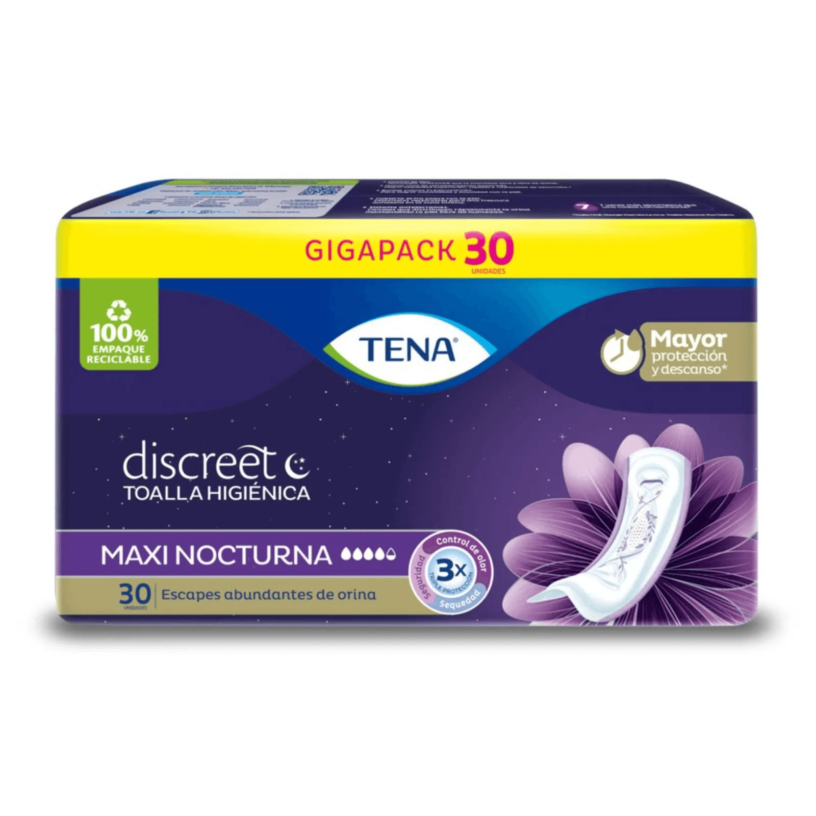 Tena Farmaplus Toalla Higénica Maxi Nocturna Discreet 30 Unidades ...