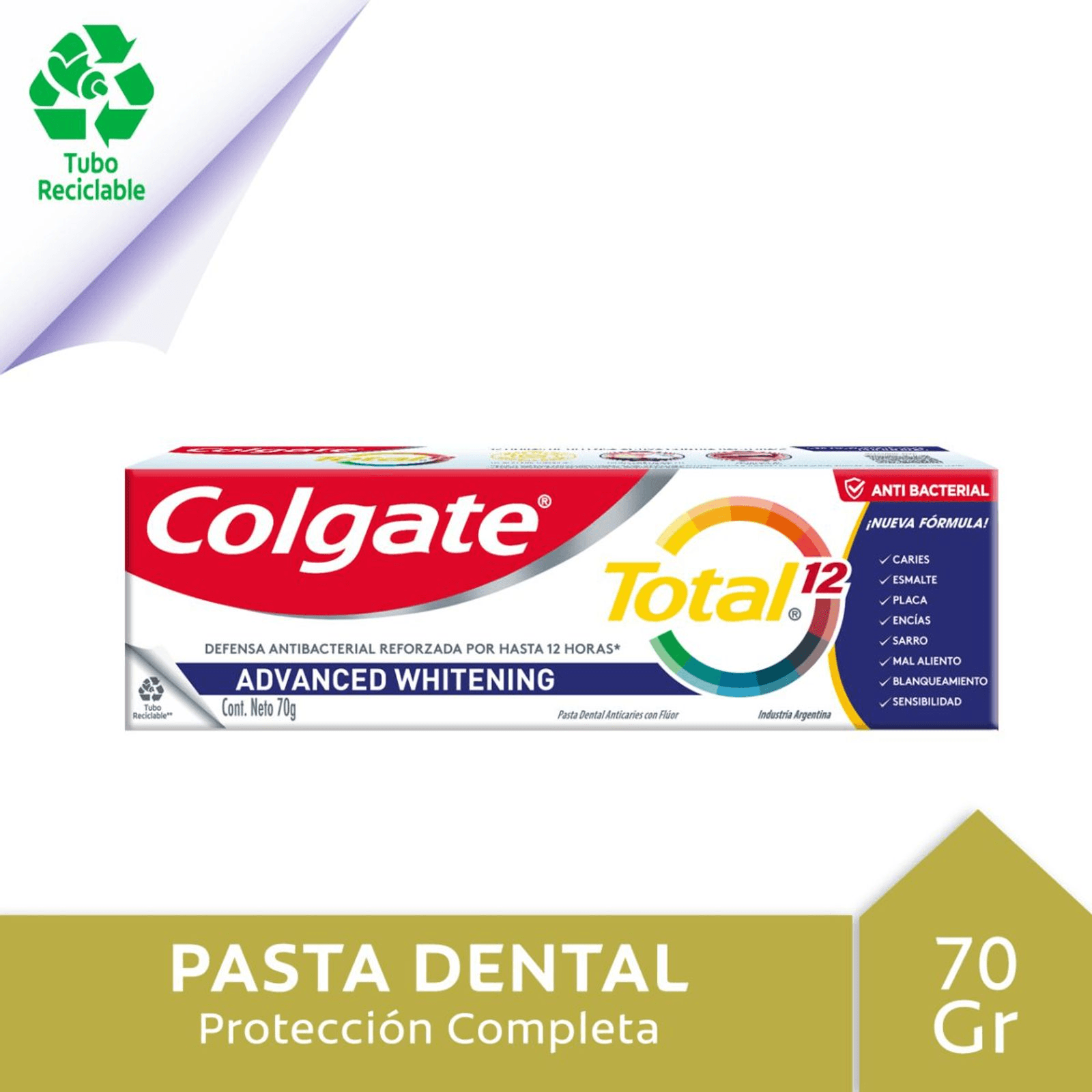 Crema dental Colgate Farmaplus total 12 advanced whitening 70 g - FarmaPlus