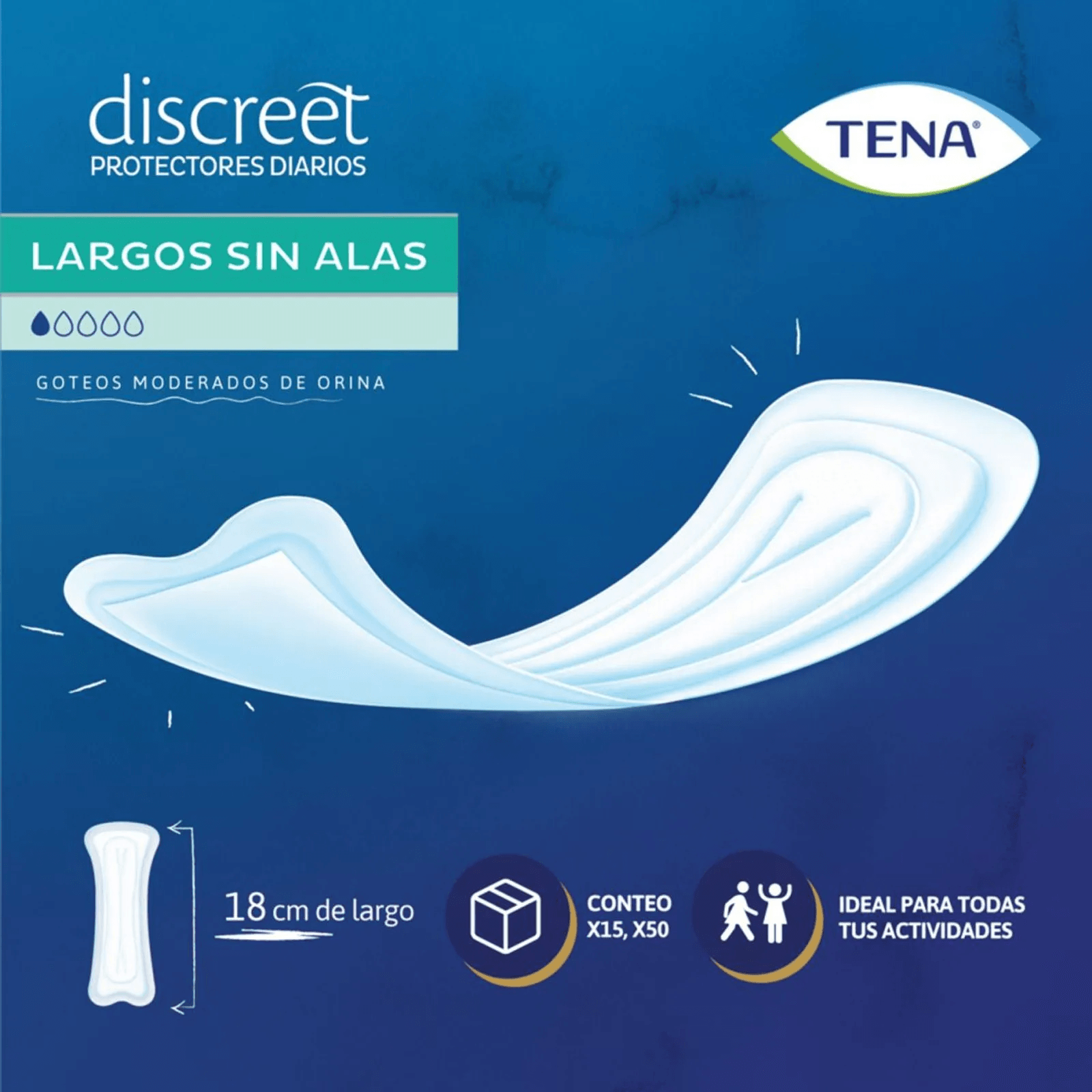 Protector Diario Tena Farmaplus Discreet Largo Sin Alas 50 Unidades ...