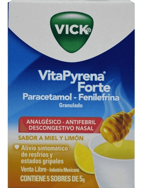 Vick Farmaplus Vitapyrena Forte Analgésico Antifebril Descongestivo 5 ...