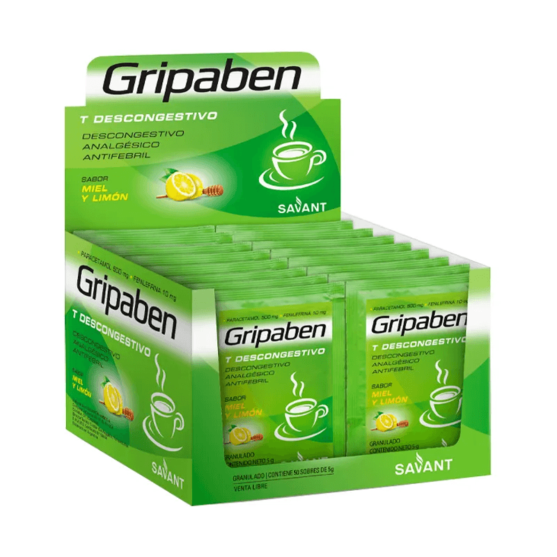 Gripaben Farmaplus T Descongestivo Analgésico Antifebril 50 sobres ...