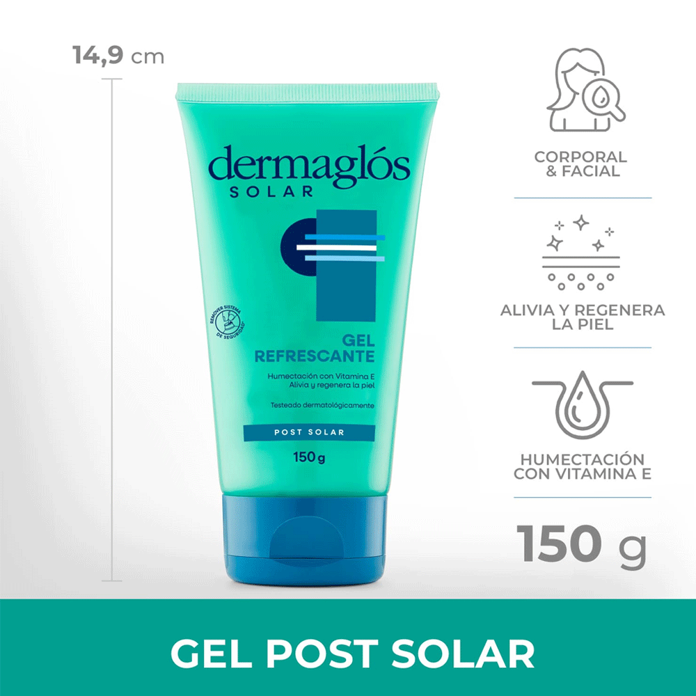 Dermaglos Farmaplus Post Solar Gel Refrescante Hidrata Y Repara 150g ...